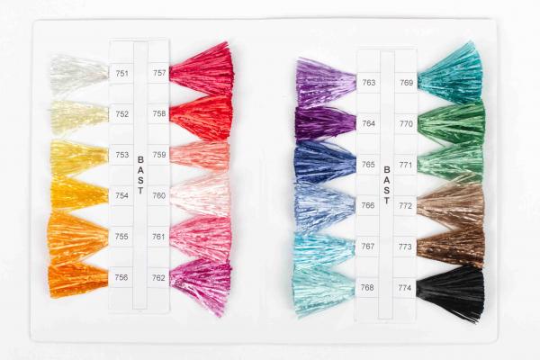 Süddeutsche Haarveredlung - Bast Fibre colour chart, colours 751-774